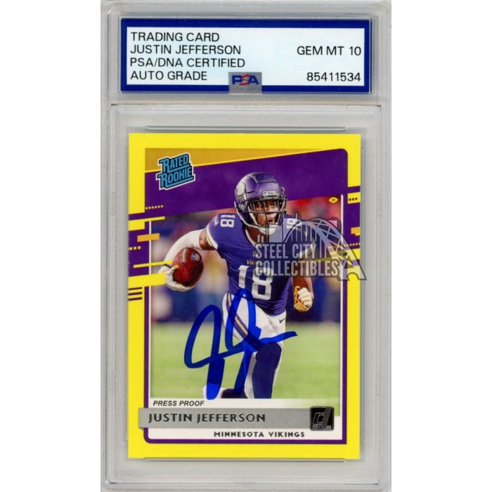 Justin Jefferson 2020 Panini Donruss Rated Rookie Press Proof Yellow ...