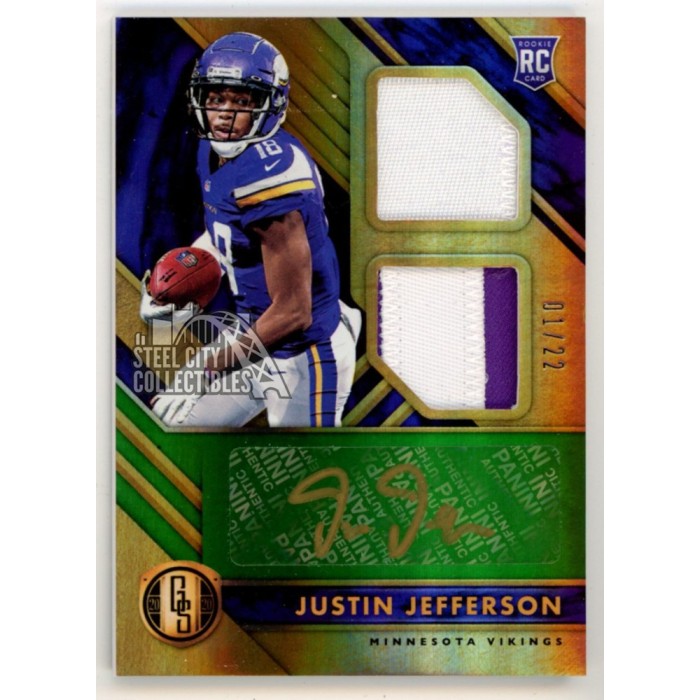 Justin Jefferson 2020 Panini Gold Standard Autograph Rookie Dual Patch ...