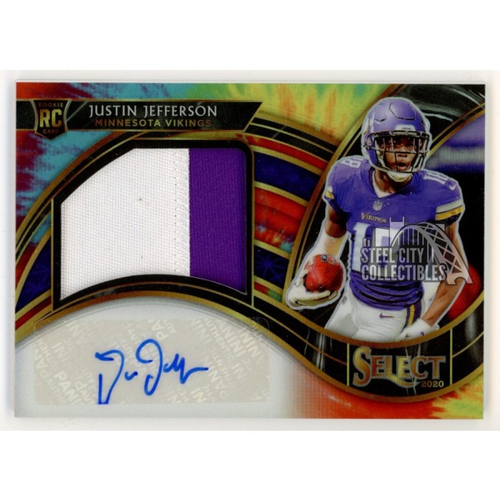 Justin Jefferson 2020 Panini Select Tie Dye Autograph Rookie Patch Card ...