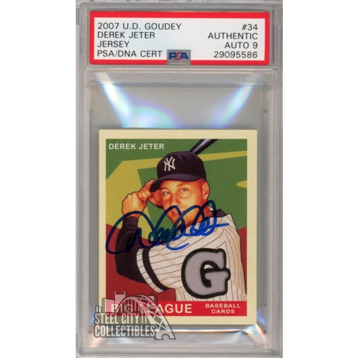 Derek Jeter 2007 Upper Deck Goudey Mini Autograph Jersey Card #34 PSA ...