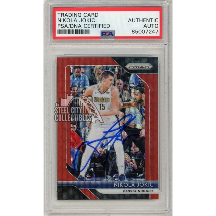 Nikola Jokic 2018-19 Panini Prizm Red Wave Autograph Card #92 PSA/DNA ...