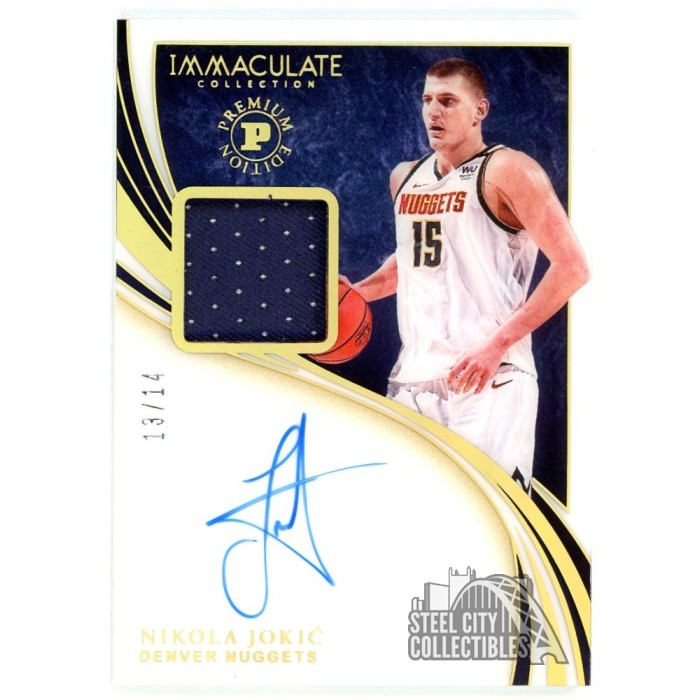 Nikola Jokic 2019-20 Panini Immaculate Basketball Autograph Jersey Card ...