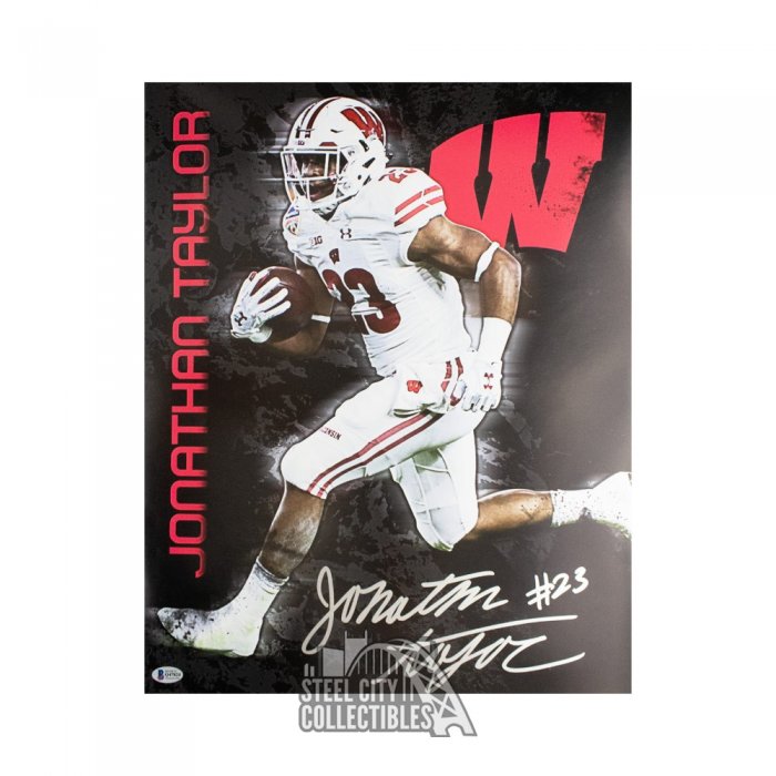 Jonathan Taylor Autographed Wisconsin 16x20 Photo - BAS COA (Vertical ...