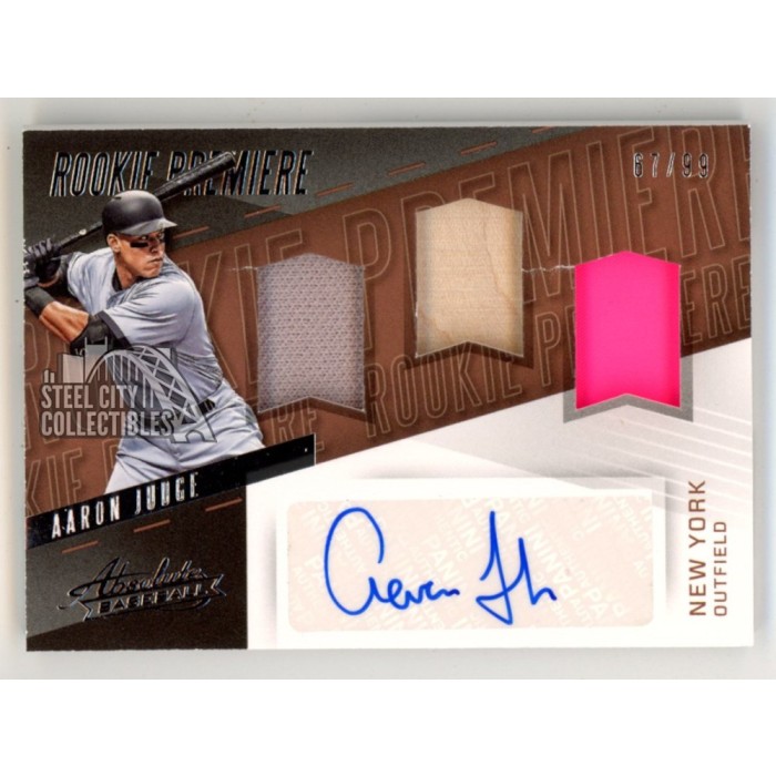 Aaron Judge 2017 Panini Absolute Autograph Triple Patch Rookie Card # ...