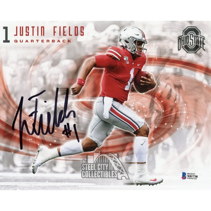 Justin Fields Autographed Ohio State 8x10 Photo - BAS COA | Steel City ...