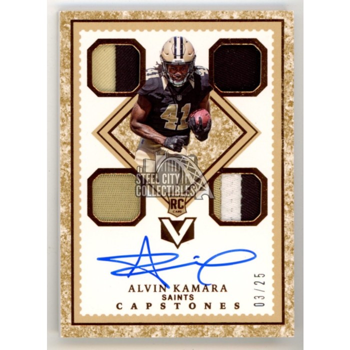 Alvin Kamara 2017 Panini Vertex Quad Patch Autograph Rookie Card #113 ...