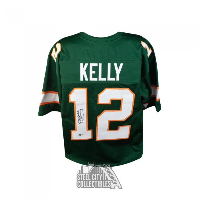 Jim Kelly Autographed Miami Custom Green Football Jersey - BAS | Steel ...