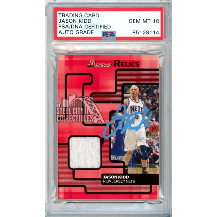 Jason Kidd 2007-08 Bowman Autograph Jersey Card #BR-JK PSA/DNA 10 (Blue ...