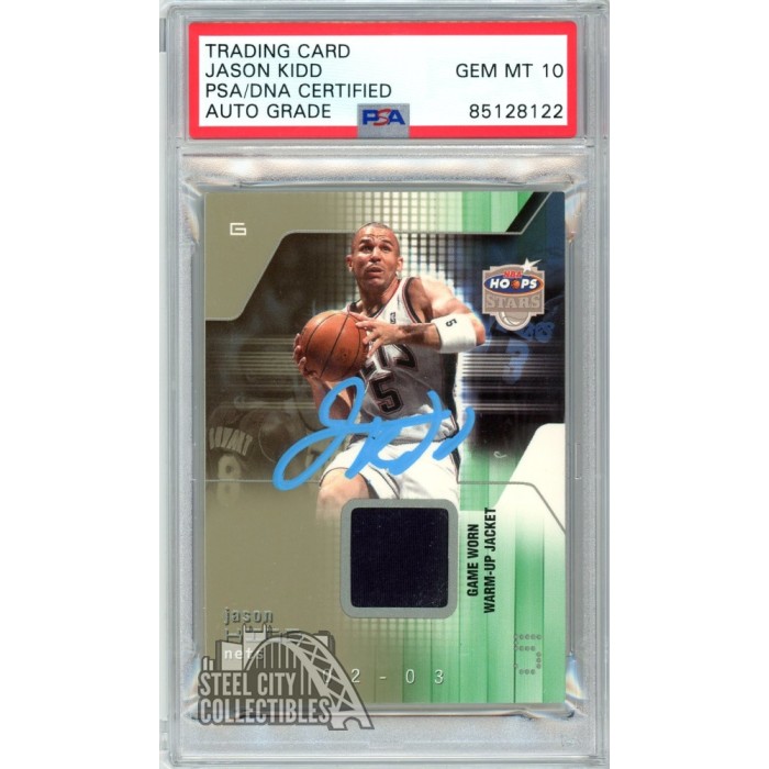 Jason Kidd 2002-03 Fleer Hoops Stars Autograph Jersey Card PSA/DNA 10 ...