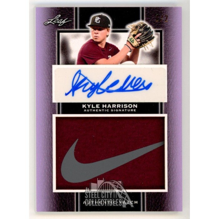 Kyle Harrison 2019 Leaf Perfect Game Nike Logo Patch Autograph Card #PA ...