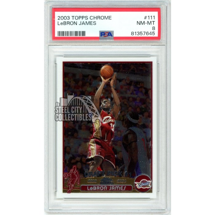 LeBron James 2003-04 Topps Chrome Basketball Rookie Card RC #111 PSA 8 ...