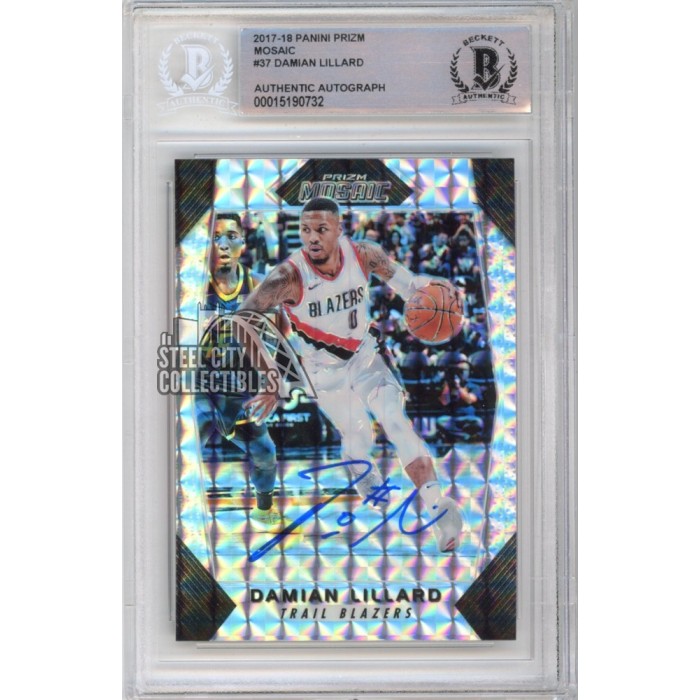 Damian Lillard 2017-18 Panini Prizm Mosaic Autograph Card #37 BAS ...