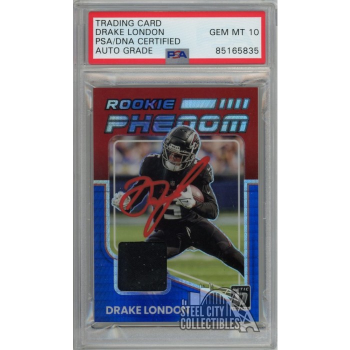 Drake London 2022 Panini Optic Phenom Hyper Autograph Rookie Jersey Card #RP-DL PSA/DNA 10 (Red ...