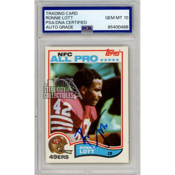 Ronnie Lott 1982 Topps Autograph Card #486 PSA/DNA 10 | Steel City Collectibles