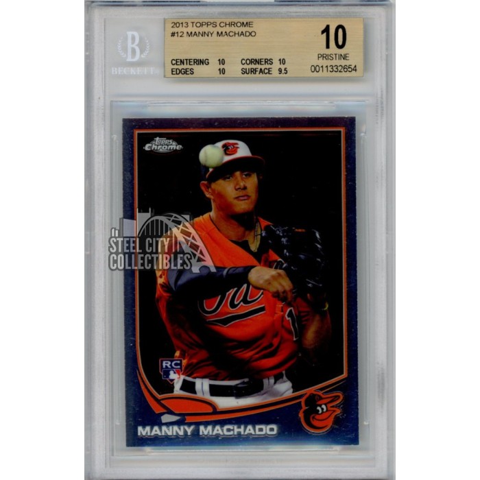 Manny Machado 2013 Topps Chrome Rookie Card #12 BGS 10 Pristine | Steel ...