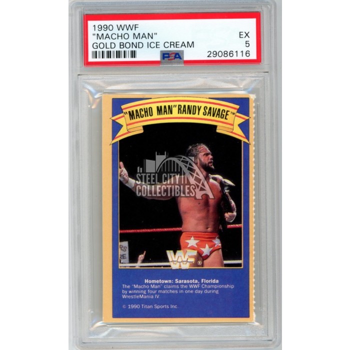 "Macho Man" Randy Savage 1990 WWF Gold Bond Ice Cream Card PSA 5 (116 ...