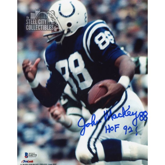 John Mackey HOF 92 Autographed Baltimore Colts 8x10 Photo - BAS COA ...