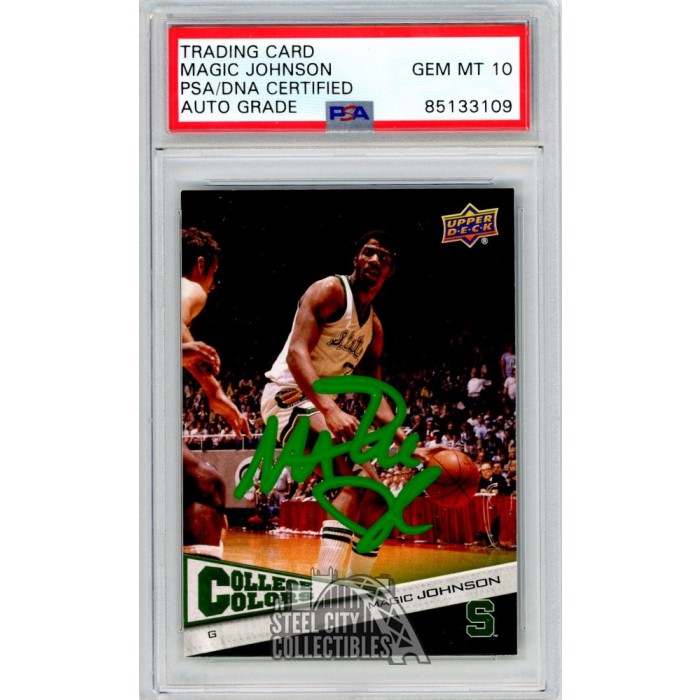Magic Johnson 2010-11 Upper Deck College Colors Autograph Card #3 PSA ...