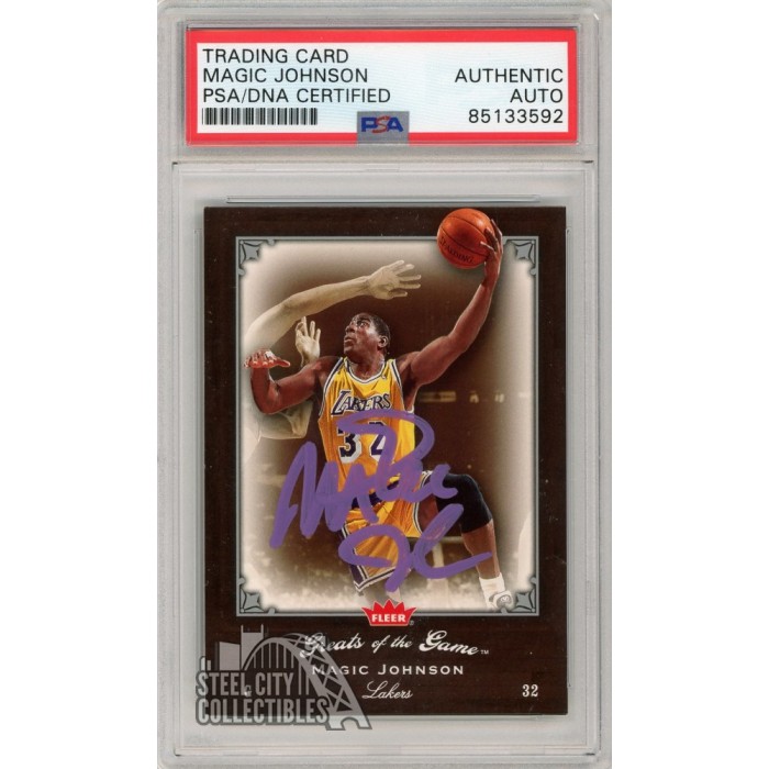 Magic Johnson 2005-06 Fleer Greats Autograph Card #54 PSA/DNA (Purple ...