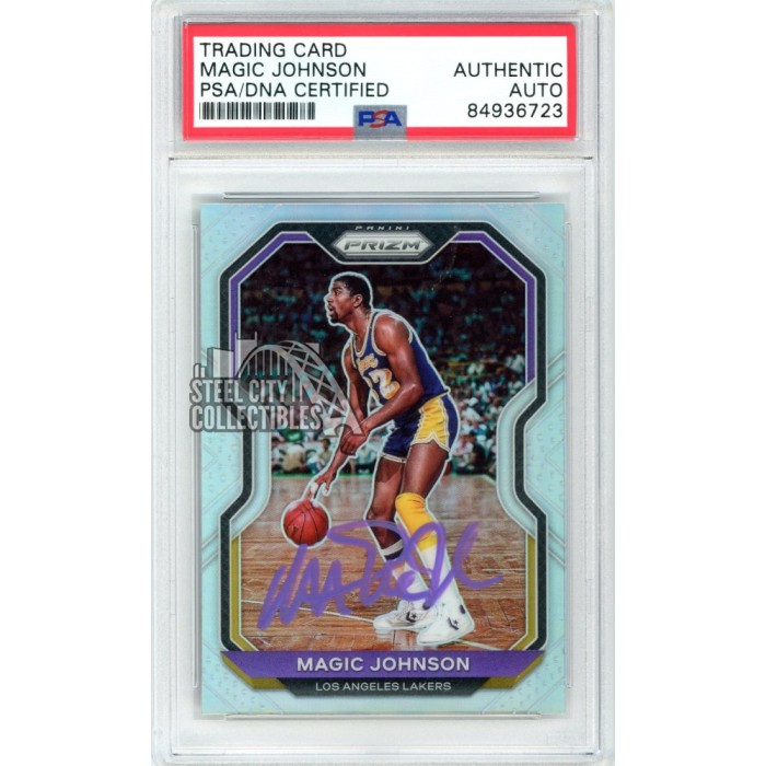 Magic Johnson 2020-21 Panini Prizm Silver Autograph Card #219 PSA/DNA ...