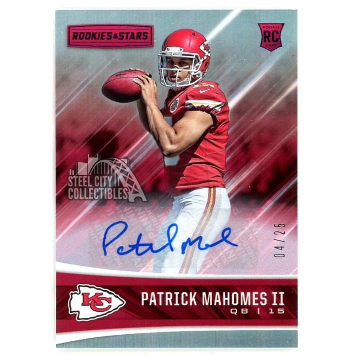 Patrick Mahomes 2017 Panini Rookies & Stars Autograph Rookie Card 4/25 ...