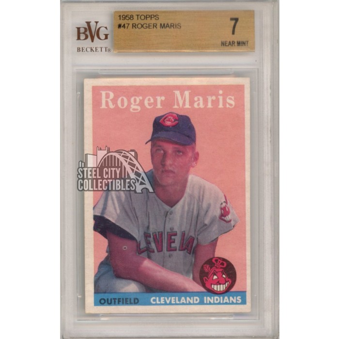 Roger Maris 1958 Topps Baseball Rookie Card #47 BVG 7 Near Mint | Steel ...