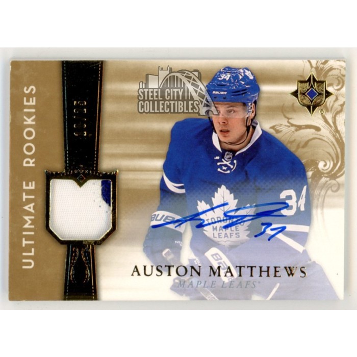Auston Matthews 2016-17 Ultimate Collection Autograph Rookie Patch Card ...