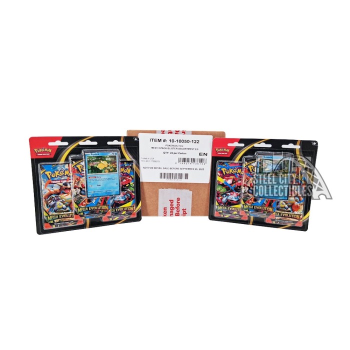 Pokemon Mega Evolution ME1 3-Pack Blister 24-Pack Case | Steel City ...