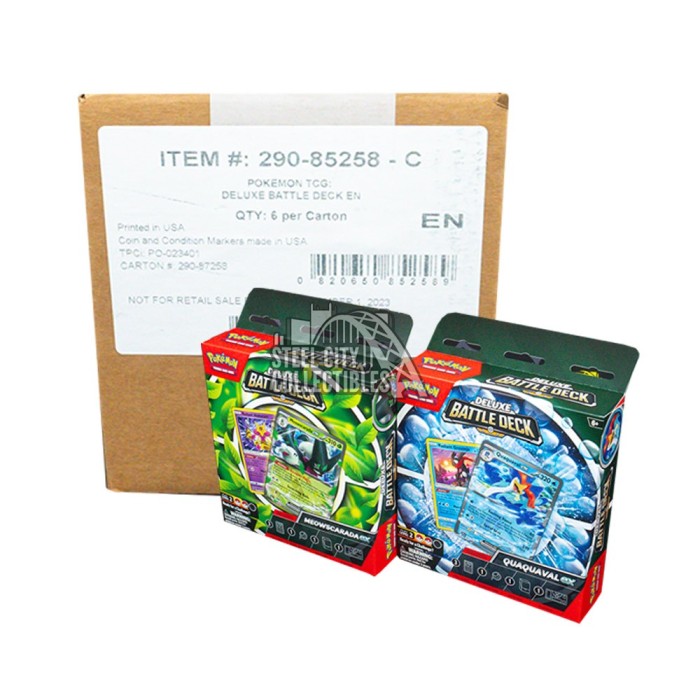Pokemon Meowscarada EX Quaquaval EX Deluxe Battle Deck Display Box ...