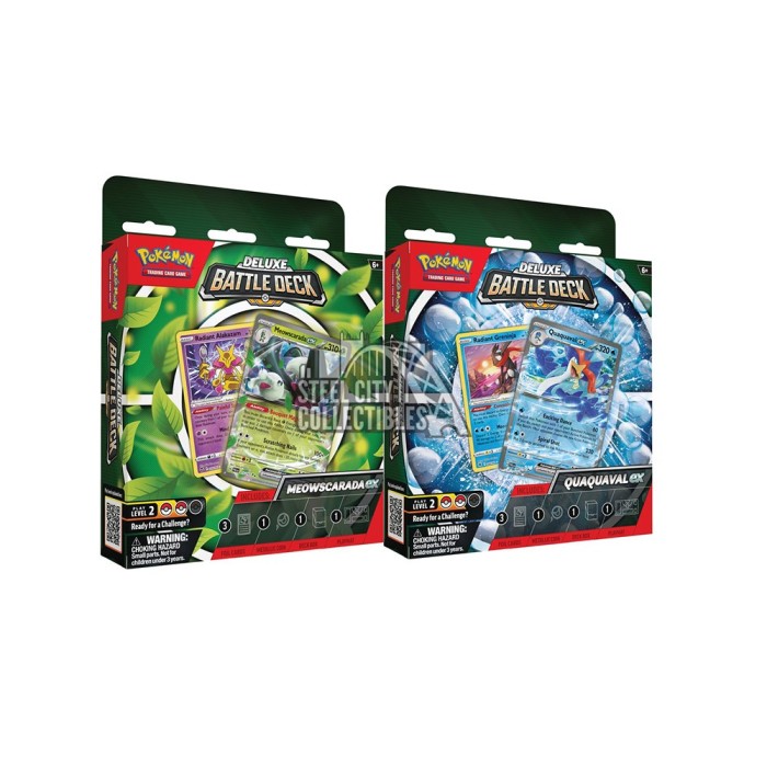 Pokemon Meowscarada EX Quaquaval EX Deluxe Battle Deck Display Box ...