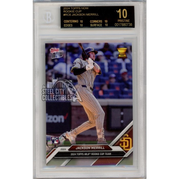 Jackson Merrill 2024 Topps Now Rookie Cup Card #RC6 BGS 10 Black Label ...