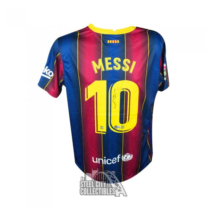 Lionel Messi Autographed Barcelona Nike Soccer Jersey - BAS LOA | Steel ...