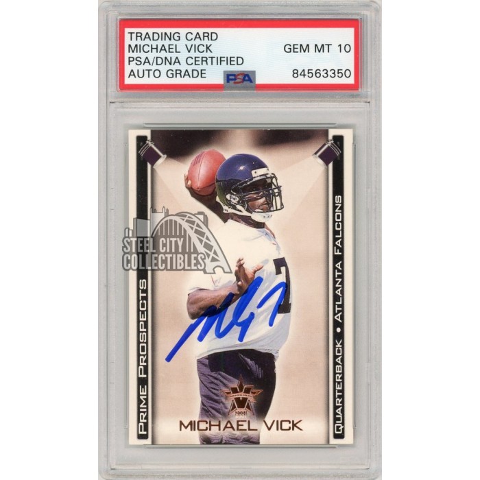 Michael Vick 2001 Pacific Vanguard Autograph Rookie Card #1 PSA/DNA 10 ...