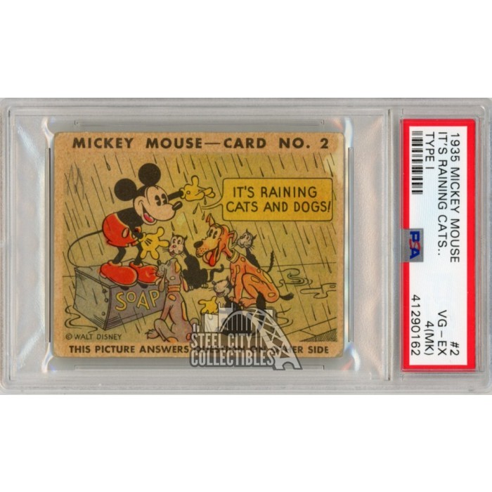 Mickey Mouse 1935 Walt Disney Type I It's Raining Cats... Card #2 PSA 4 ...