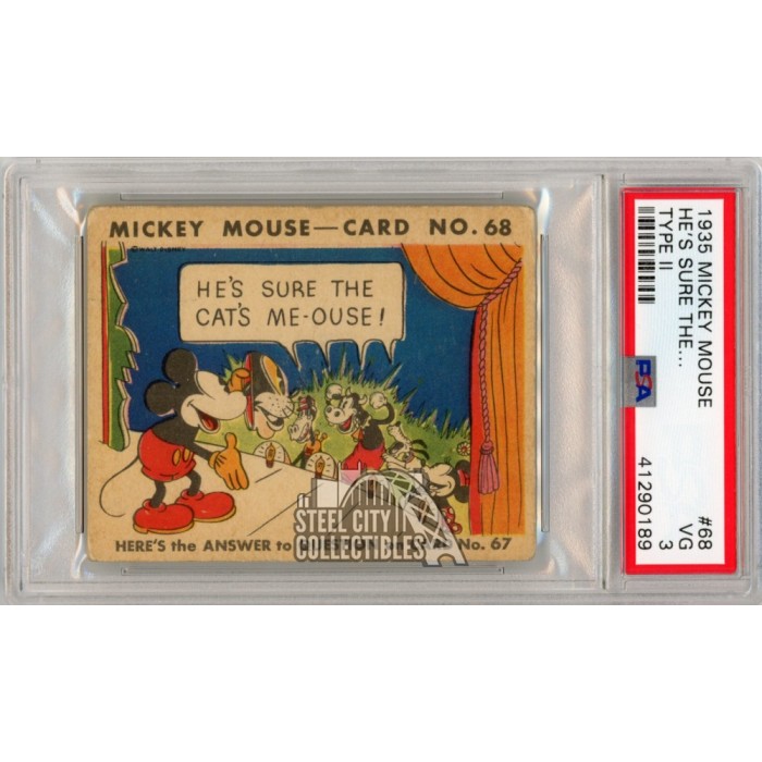 Mickey Mouse 1935 Walt Disney Type II He's Sure The... Card #68 PSA 3 ...