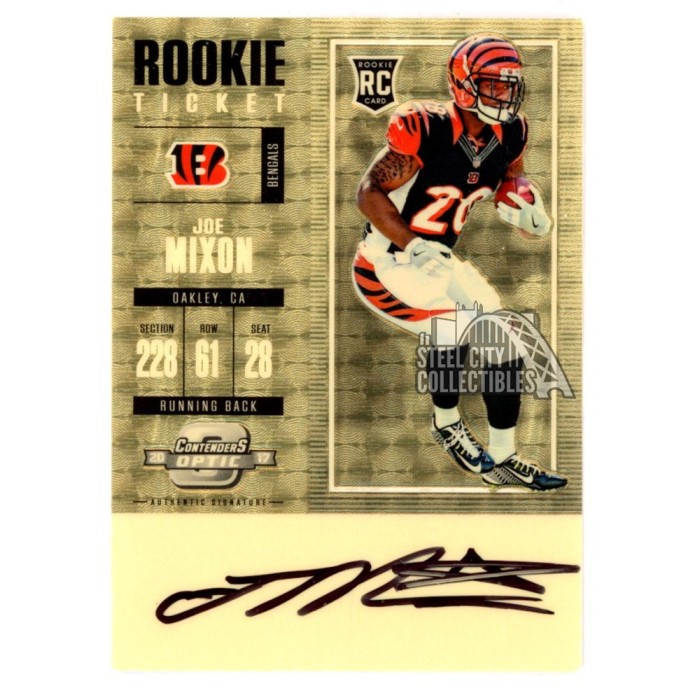 Joe Mixon 2017 Panini Contenders Optic Gold Vinyl Autograph Rookie Card ...