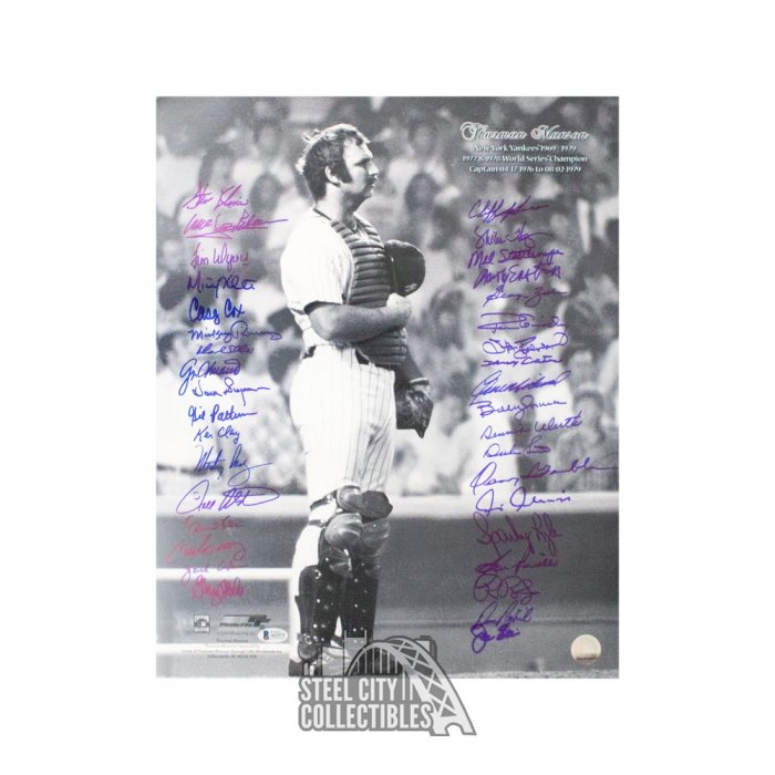 Thurman Munson Teammates Autographed 16x20 Photo (36 Signatures) - BAS ...