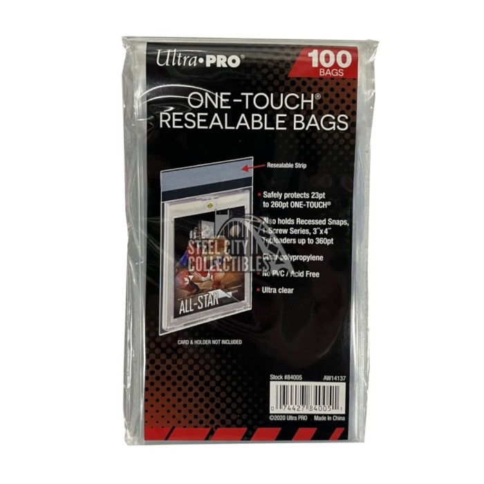 Ultra Pro One Touch Resealable Bags Pack Of 100 | Steel City Collectibles