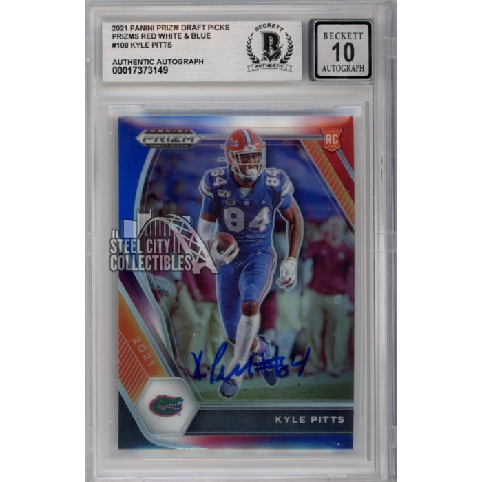 Kyle Pitts 2021 Panini Prizm Draft Red White Blue Autograph Rookie Card ...