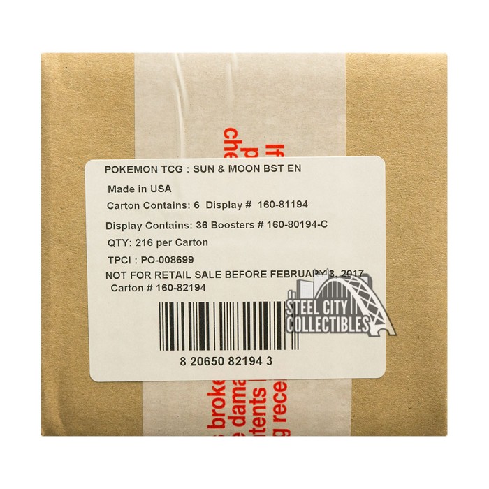 Pokemon Sun & Moon Booster 6-Box Case | Steel City Collectibles