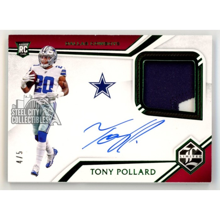 Tony Pollard 2019 Panini Limited Emerald Autograph Rookie Patch Card 4/ ...
