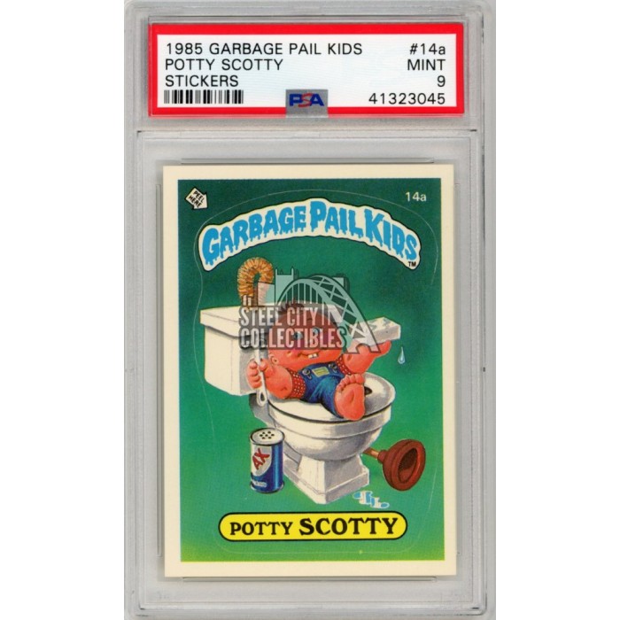 Potty Scotty 1985 Garbage Pail Kids Sticker Card #14a PSA 9 | Steel ...