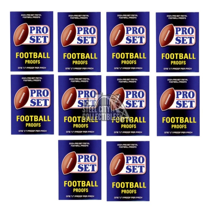2024 Pro Set Metal Football 1/1 Pre-Production Proof 10-Pack Lot ...