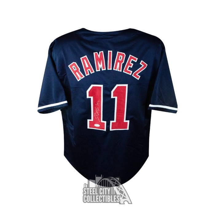 Jose Ramirez Autographed Custom Blue Baseball Jersey - JSA COA | Steel ...