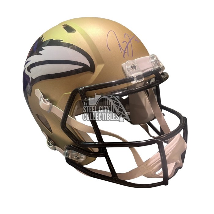 Ray Lewis Autographed Baltimore Ravens AMP Full-Size Football Helmet ...