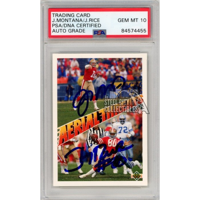 Joe Montana/Jerry Rice 1991 Upper Deck Aerial Threats Autograph Card ...