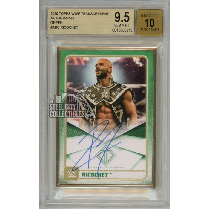 Ricochet 2020 Topps Transcendent WWE Green Autograph Card 14/15 BGS 9.5 ...