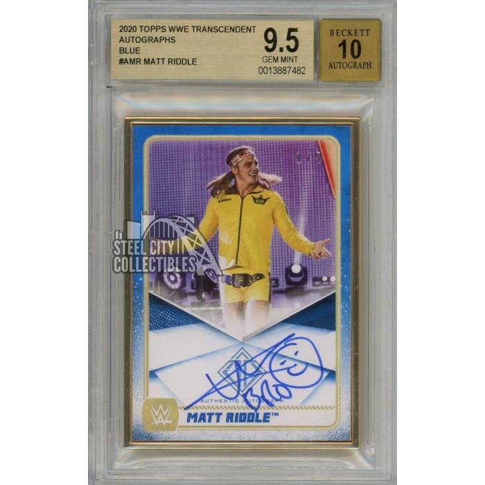 Matt Riddle 2020 Topps Transcendent WWE Blue Autograph Card 1/5 BGS 9.5 ...