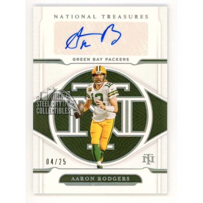 Aaron Rodgers 2021 Panini National Treasures Autograph Card #S-AR 04/25 ...