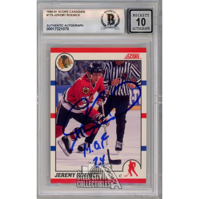 Jeremy Roenick 1990-91 Score Canadian Autograph "HOF 24" Card #179 BAS ...